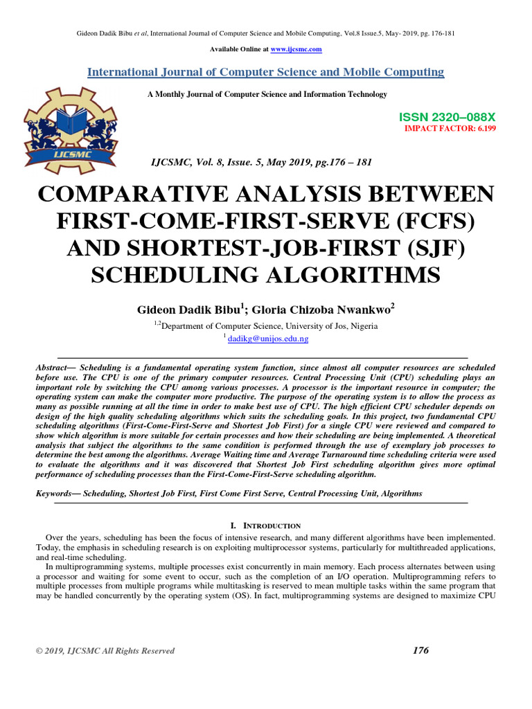 Comparative Analysis Between First Come | PDF | Scheduling (Computing) | Process (Computing)