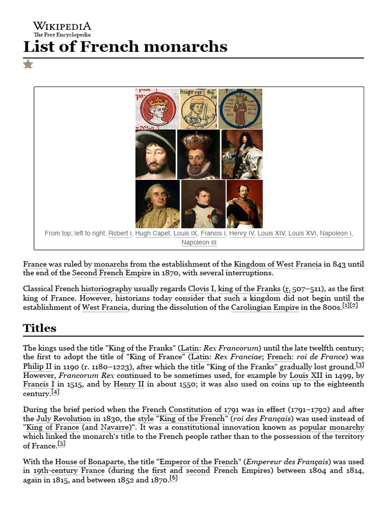 List of French Monarchs - France | Download Free PDF | Capetian Dynasty ...