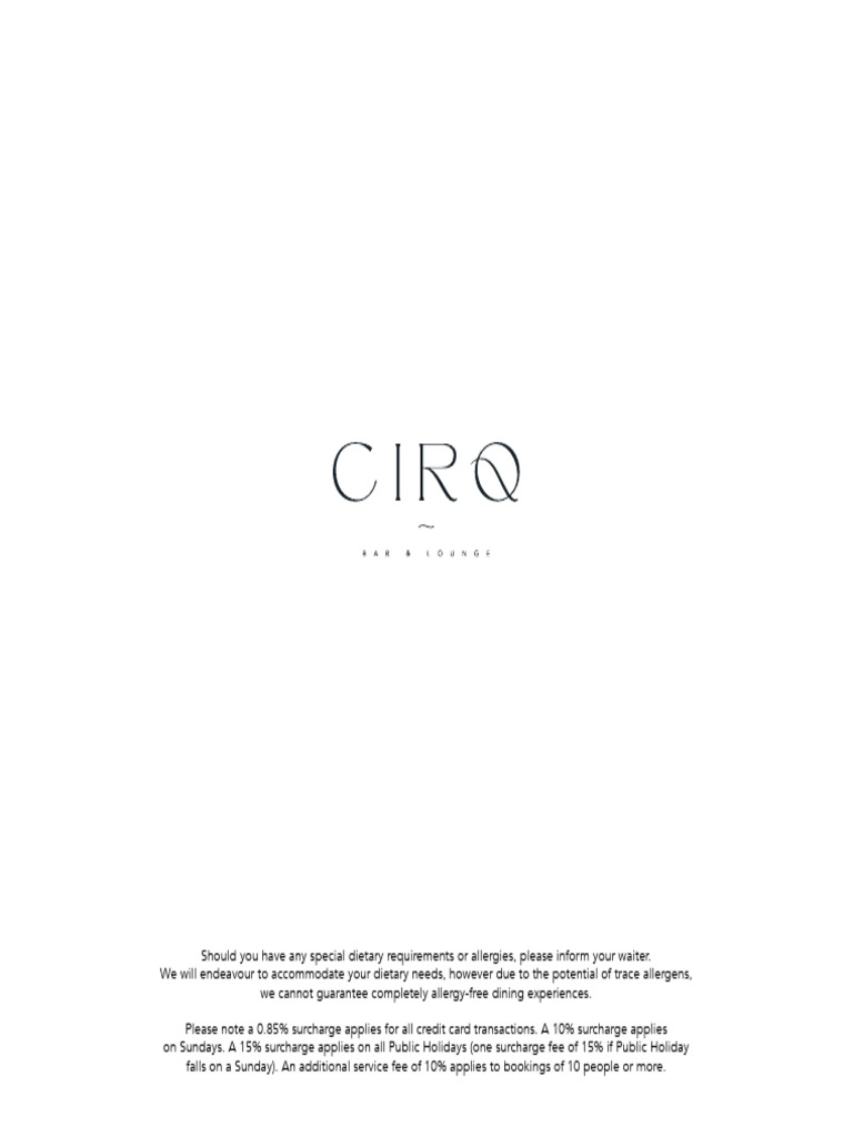 Crown Sydney Cirq Food Menu 3 | PDF | Sauce | Foods
