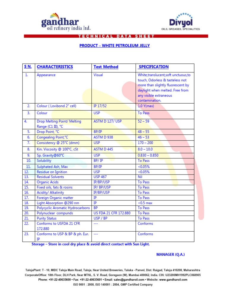 TDS - WPJ | PDF | Chemistry | Chemical Substances