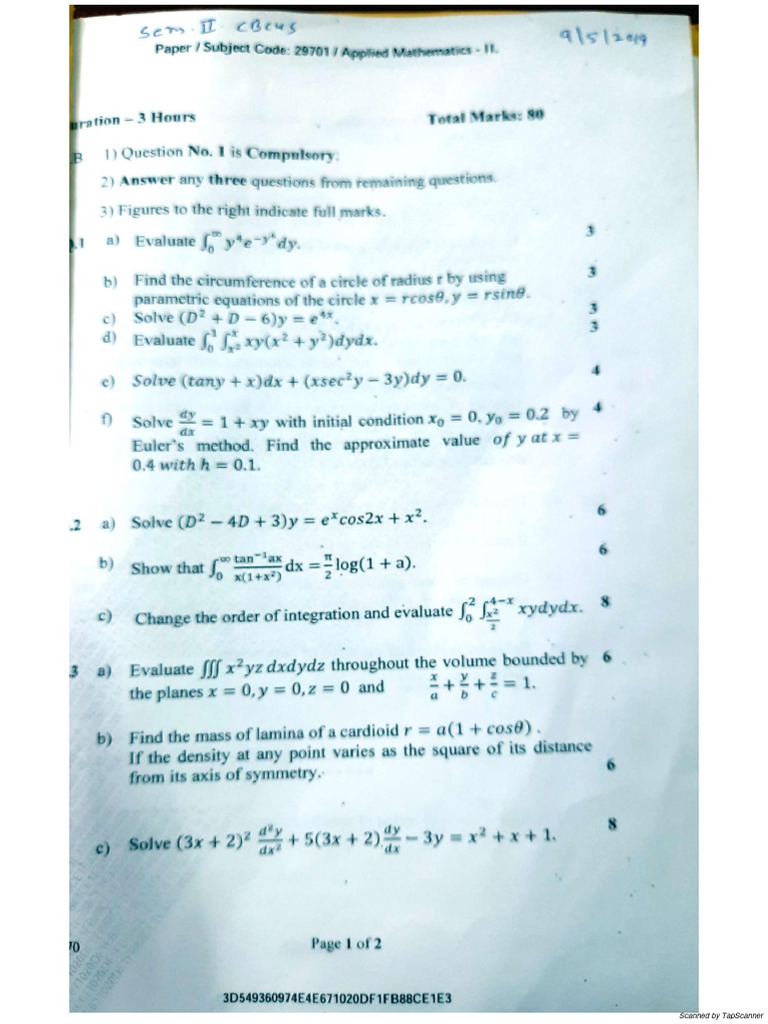 Fe Sem2 Maths CBCGS May19 | PDF