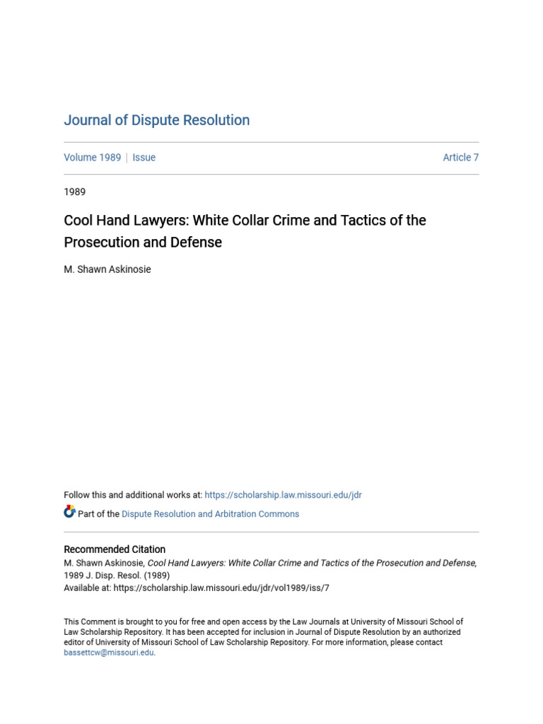Journal of Dispute Resolution Journal of Dispute Resolution | PDF