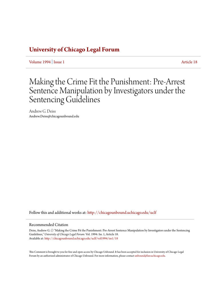 Making The Crime Fit The Punishment - Pre-Arrest Sentence Manipula ...