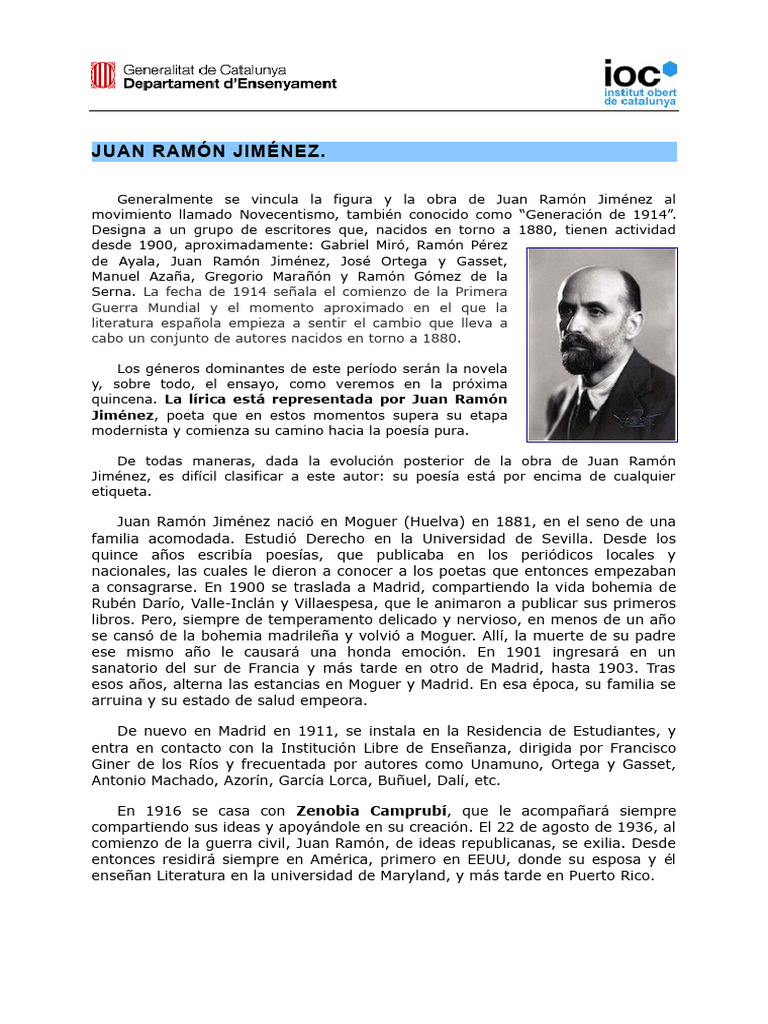 Juan Ramón Jiménez: Poesía y Etapas | PDF | Poesía