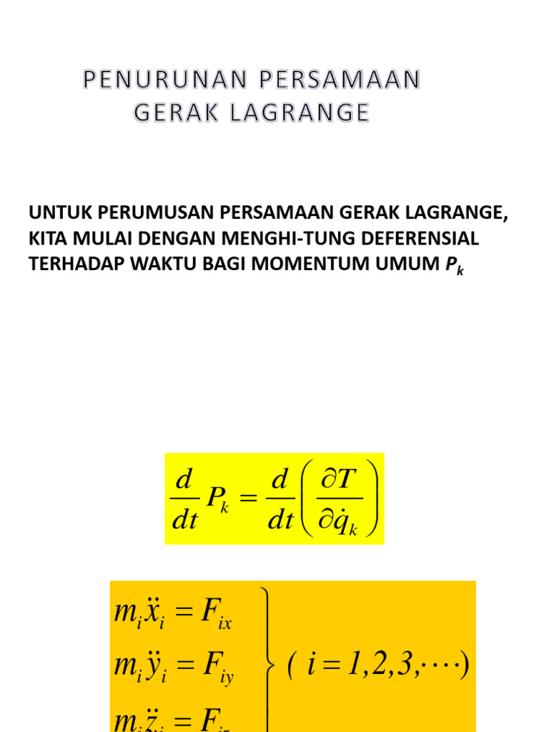 Materi Ke-VI Penurunan Pers. Gerak Lagrange | PDF