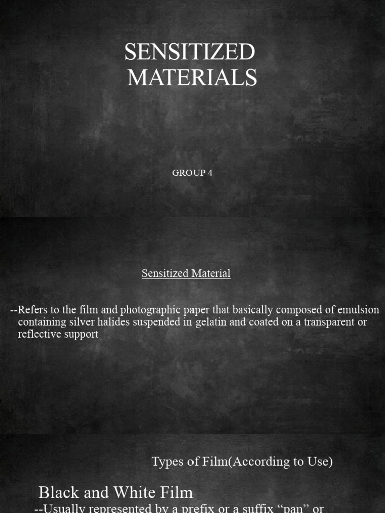 SENSITIZED-MATERIALS - PPTX 20231103 193152 0000 | PDF | Film Speed ...