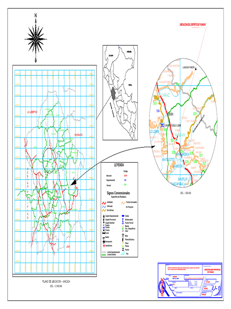 Mapa y Distritos de Yungay, Ancash | PDF