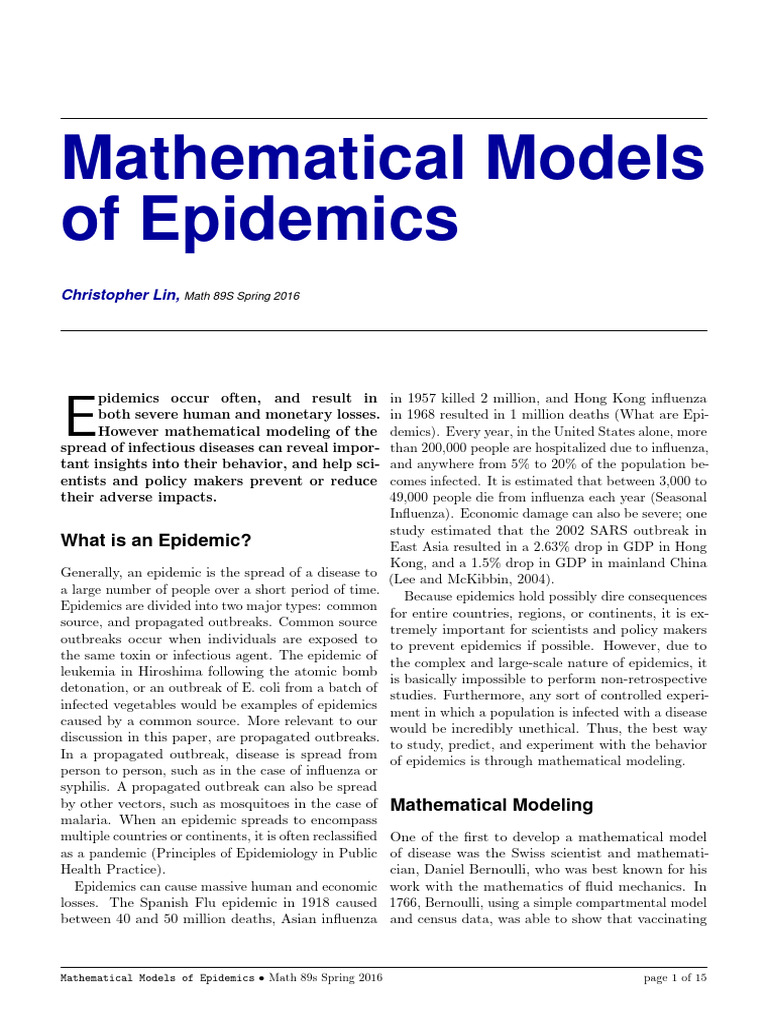 Mathematical Models of Epidemics | PDF | Epidemics | Medical Humanities