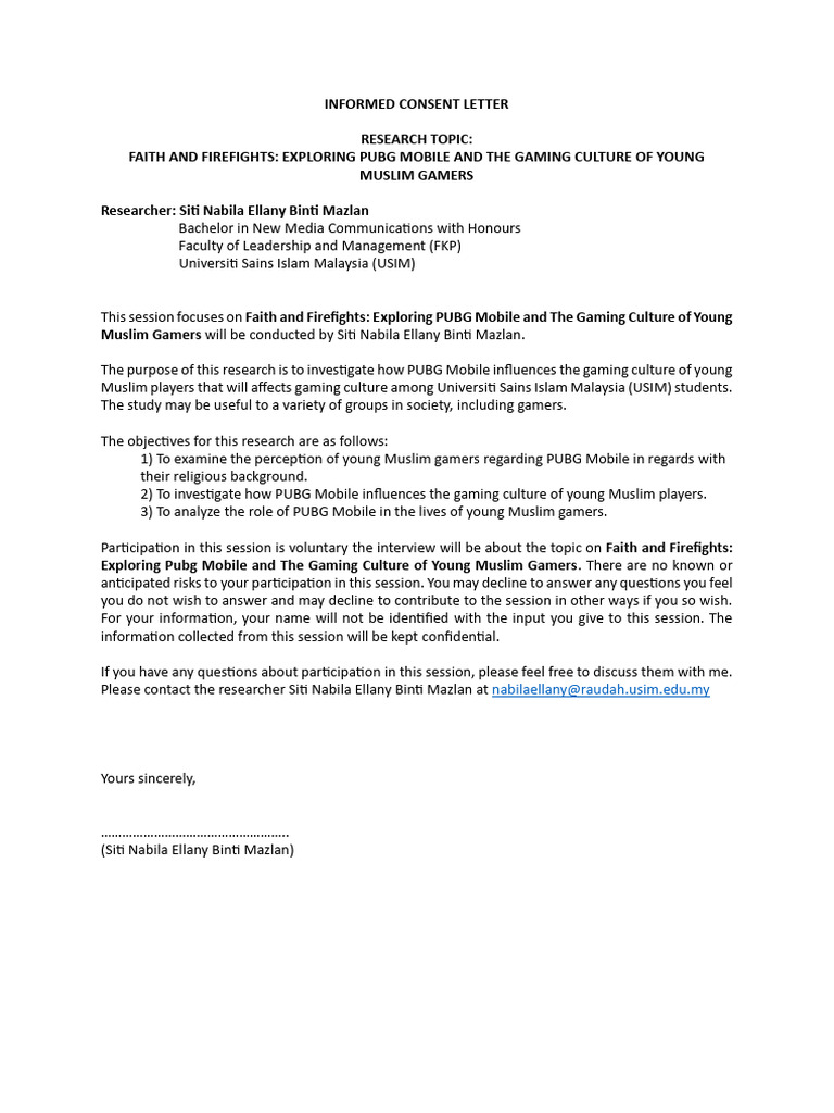 Informed Consent Letter | PDF | Communication