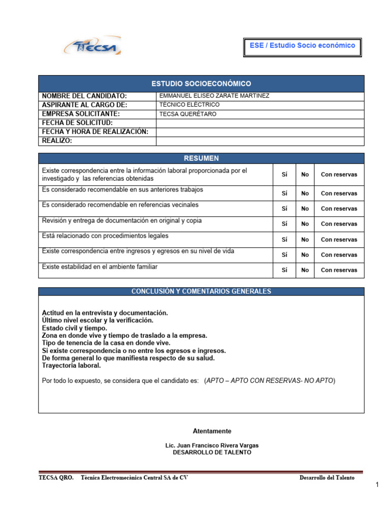Formato ESE Tecsa | PDF