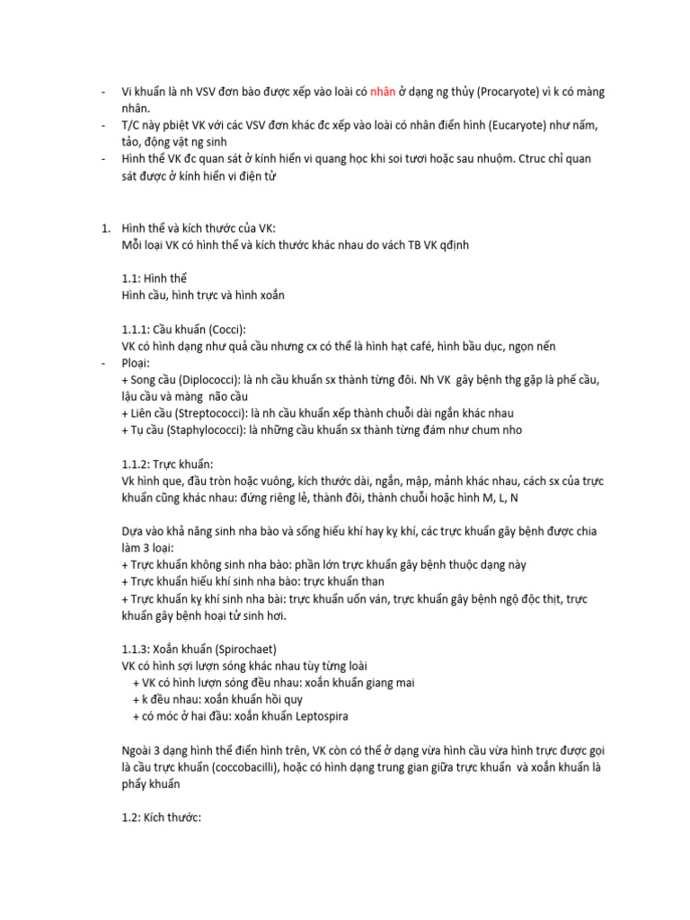 Vi khuẩn là nh VSV đơn bào được xếp vào loài có nhân ở dạng ng thủy | PDF
