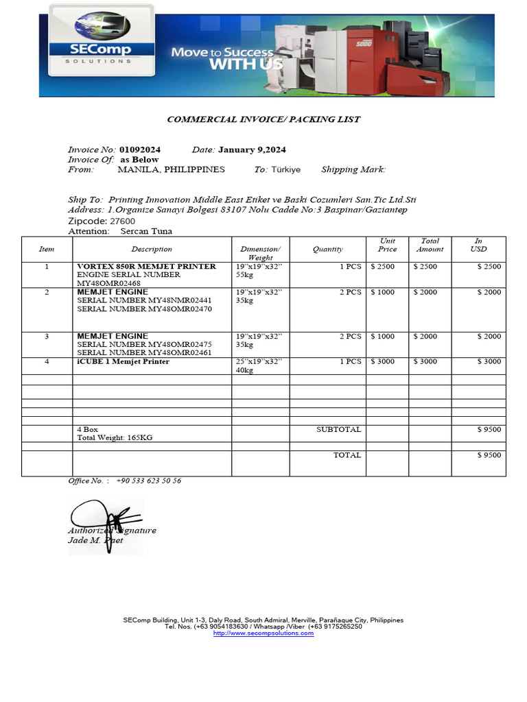 Turkish Commercial Invoice Example | PDF