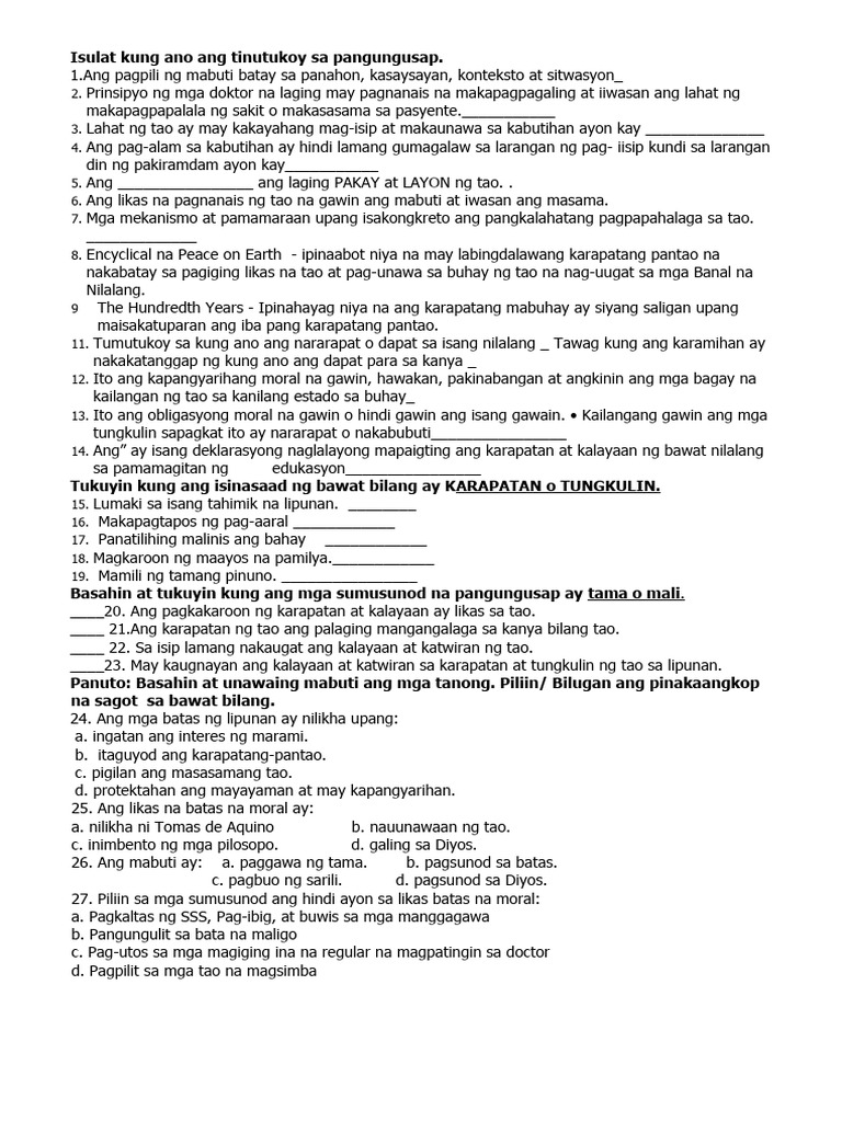ESP 2ND Qrter Reviewer 1 | PDF