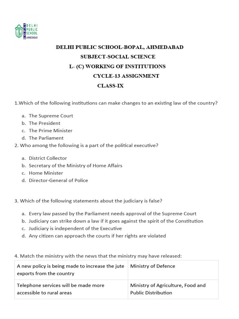 Class 9 Working of Institutions Guide | PDF | Public Sphere ...