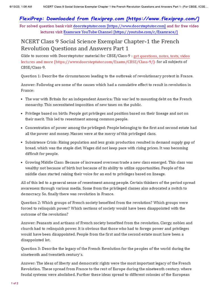 NCERT Class 9 Social Science Chapter 1 The French Revolution Part 1 ...