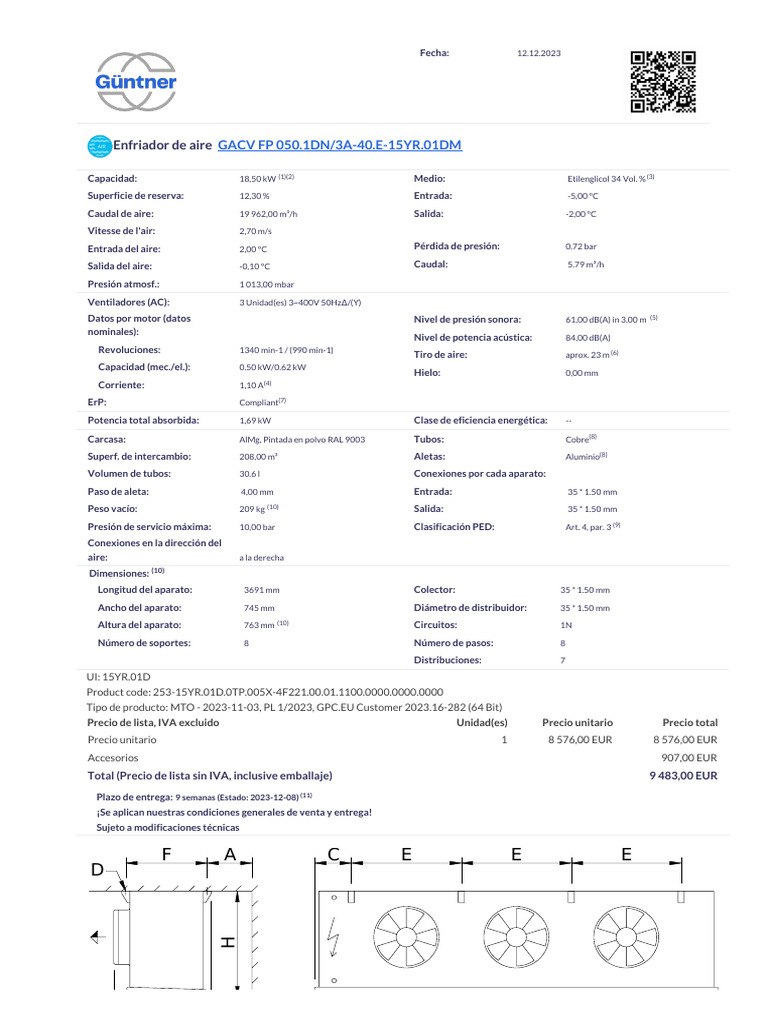 Enfriador de aire GACV FP 050.1DN/3A-40.E | PDF | Metrología | Física