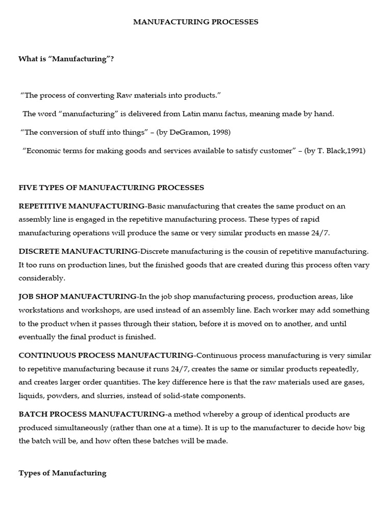 MANUFACTURING PROCESS | PDF | Automation | Computer Data Storage
