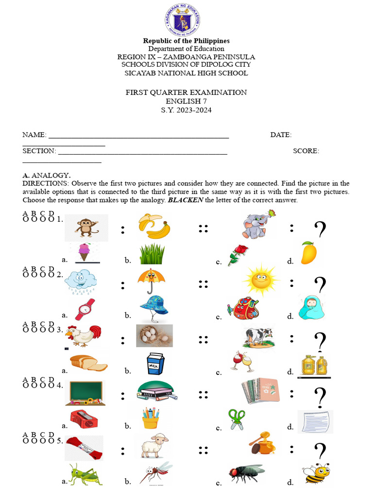 First Quarter Examinatio1 | PDF | Verb | Sentence (Linguistics)