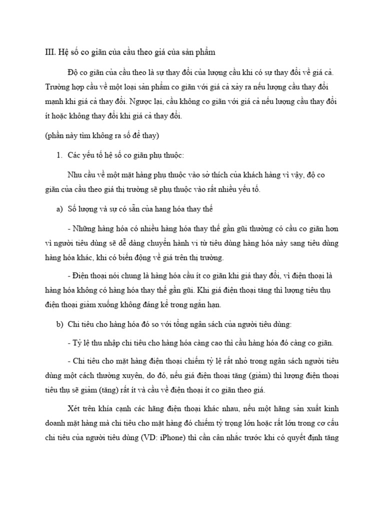 KTVM Hệ số co giãn của cầu theo giá | PDF