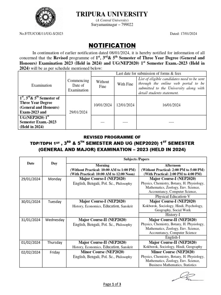 Routine Theory Odd Semester TDP and NEP 2023 REVISED | PDF | Science | Geography