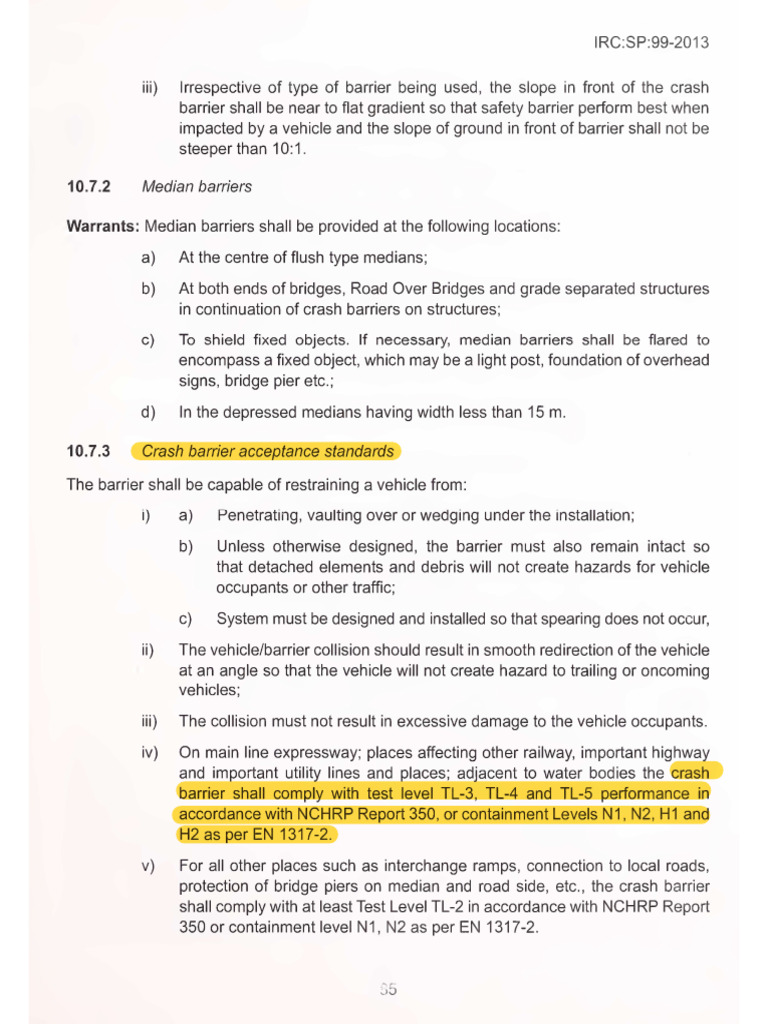 IRC SP 99 Crash Barrier | PDF