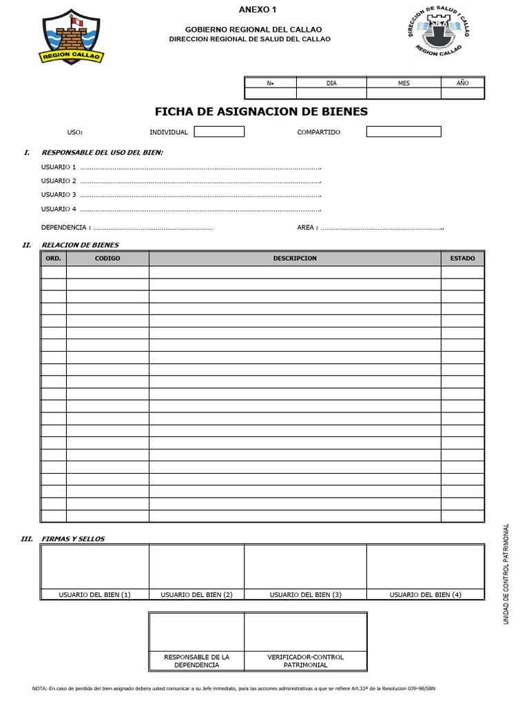 Formatos y Logos de Patrimonio de La DIRESA | PDF