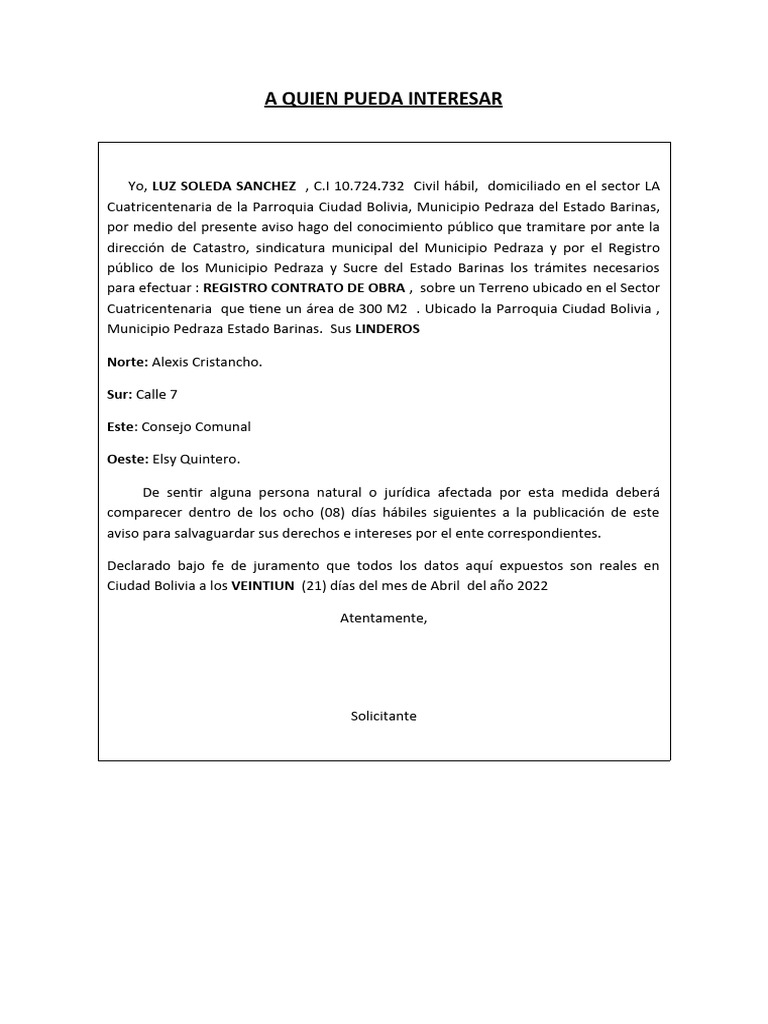 A Quien Pueda Interesar | PDF