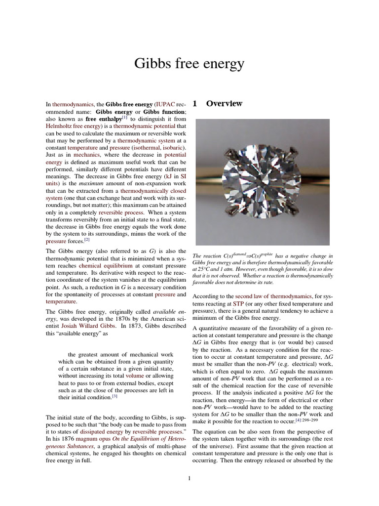 Gibbs Free Energy | PDF | Gibbs Free Energy | Physical Quantities
