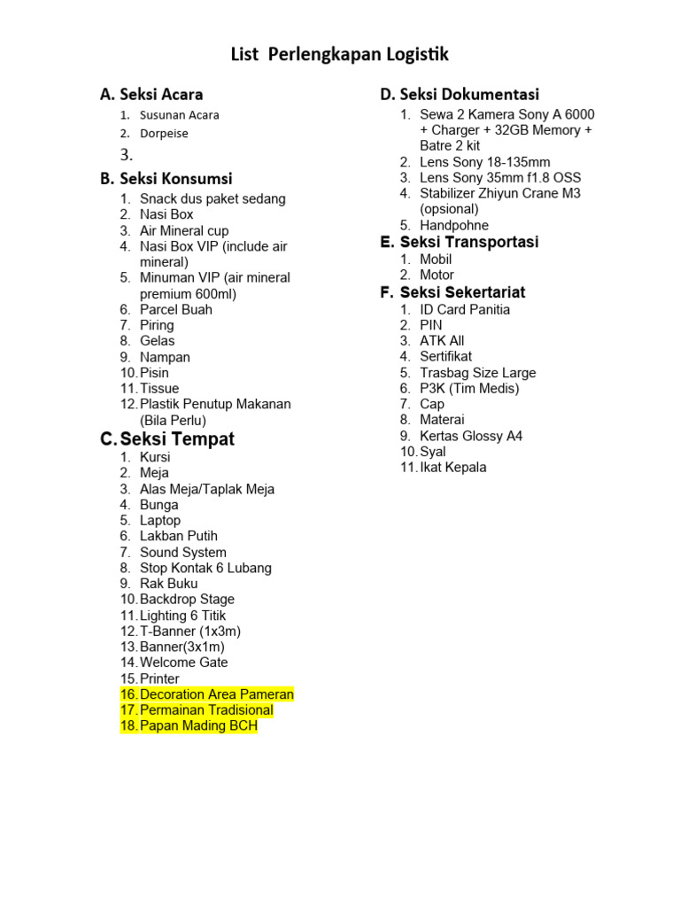 Keperluan Logistik | PDF