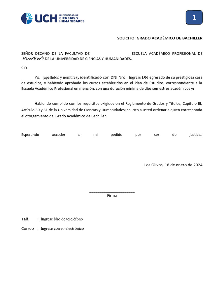 Formato 1 Solicitud-B | PDF | Titulo academico