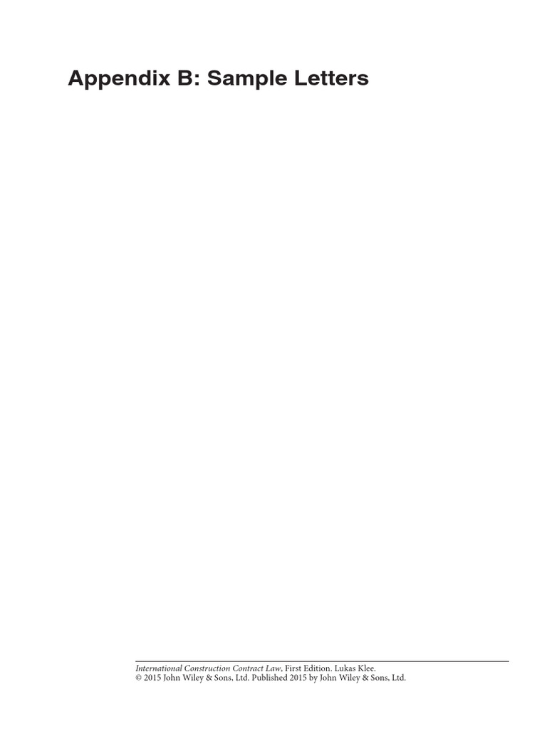 International Construction Contract Law - 2014 - Klee - Appendix B ...