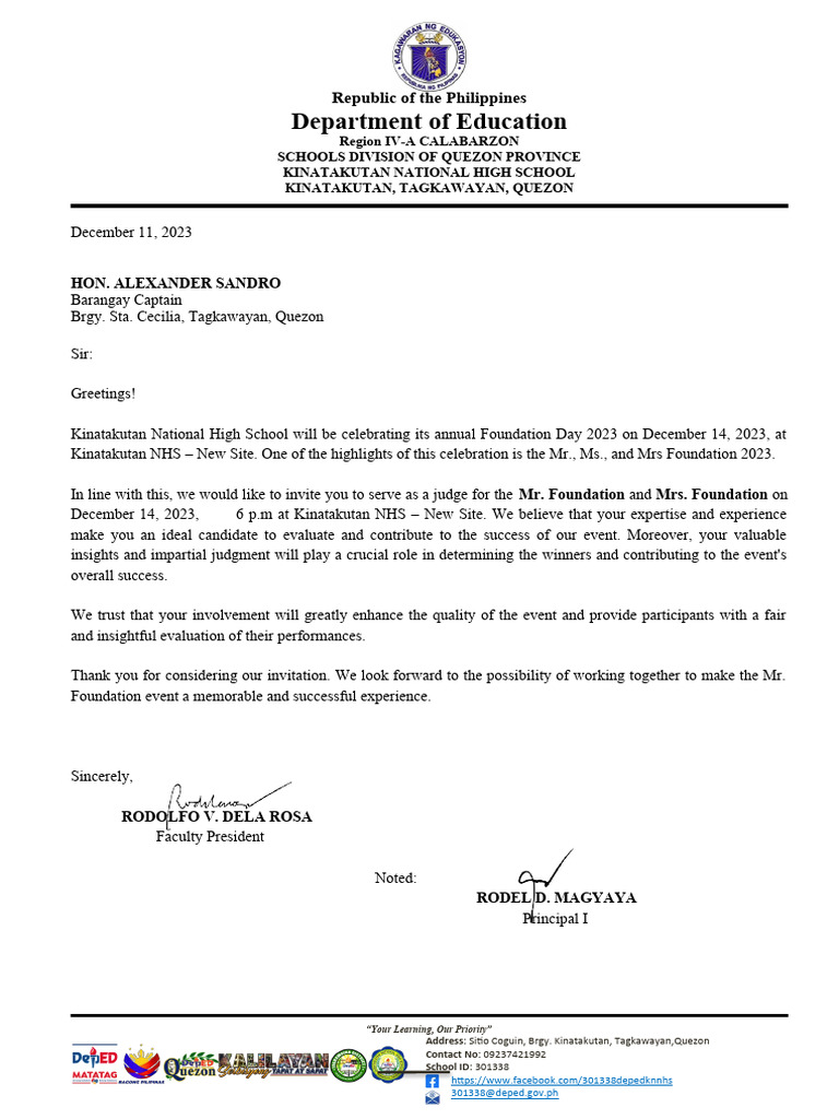 Letter of Invitation Foundation | PDF