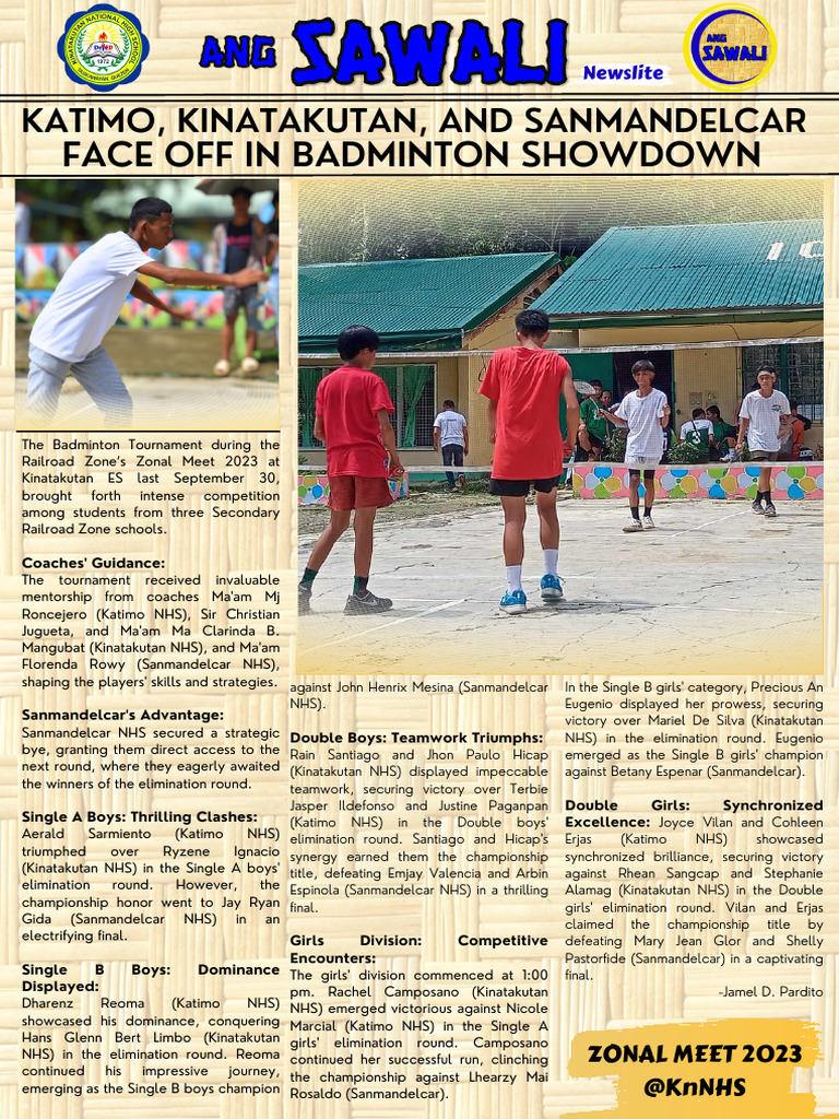 Zonal Badminton | PDF | Sports