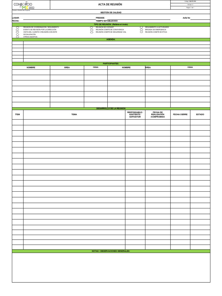 2022.03.03 GQ FO 010 ACTA DE REUNION - Ivan Rubiano | PDF