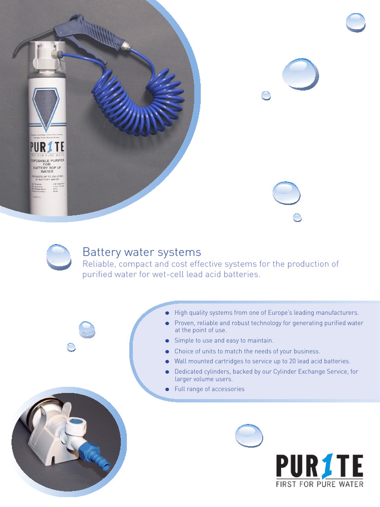 Purified Water Systems for Batteries | PDF