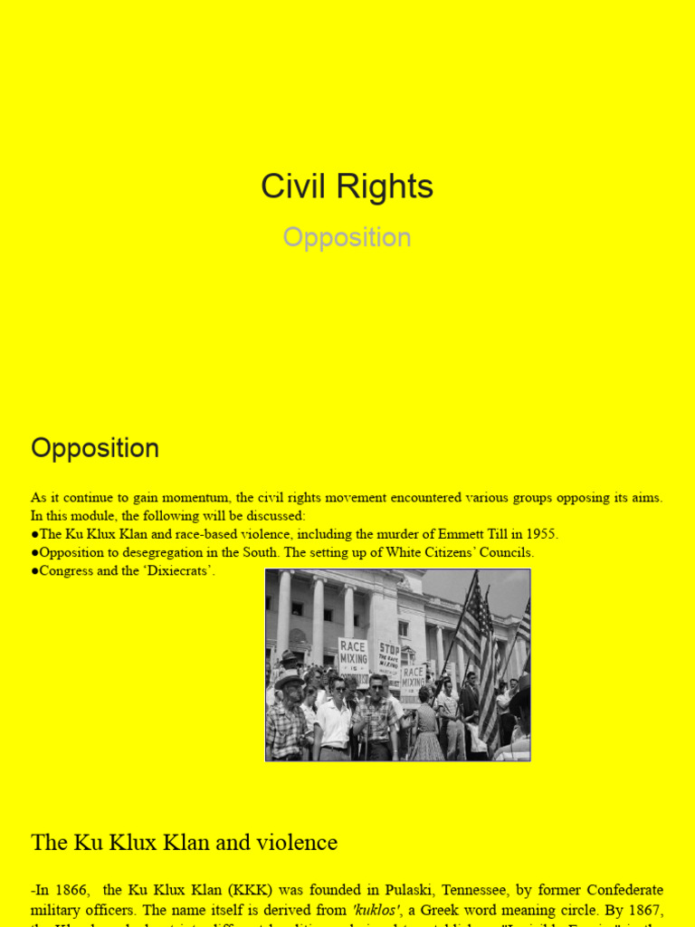 Civil Rights Opposition | PDF | Ku Klux Klan | Politics Of The United ...