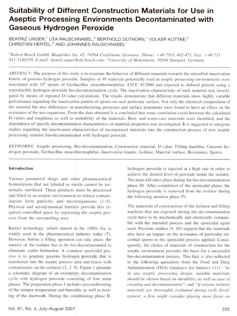Suitablity of Materials With H2O2 | PDF