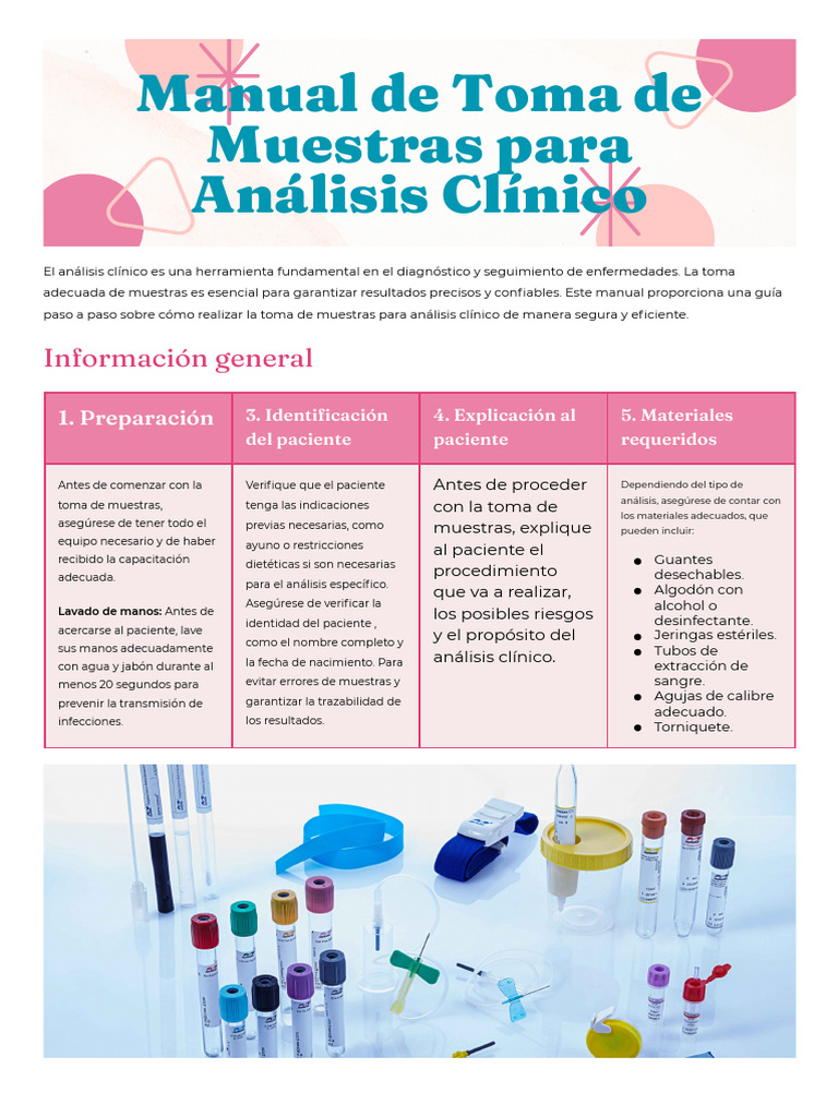 Manual de Toma de Muestras de Laboratorio | PDF | Especialidades ...