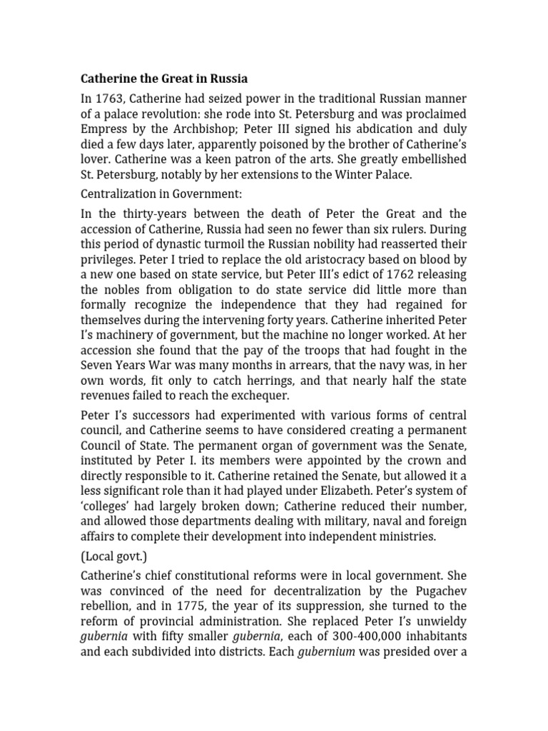 Catherine The Great in Russia | PDF | Serfdom | Taxes