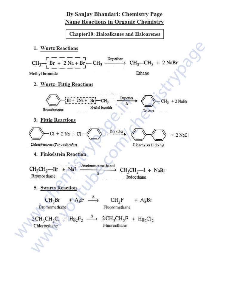 Name Reactions in Organic Chemistry Final | PDF | Ether | Organic Compounds