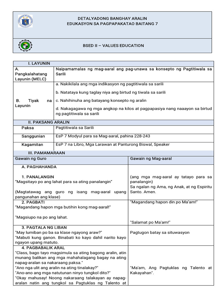 Bsed 2 Valed LP | PDF