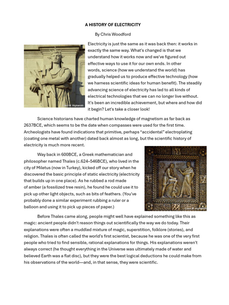 Reading Article History of Electricity | PDF | Electricity ...
