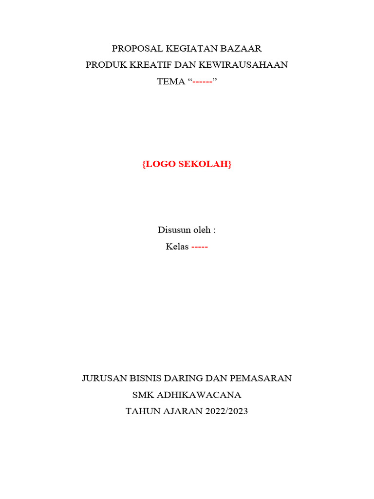 Proposal Kegiatan Bazaar | PDF