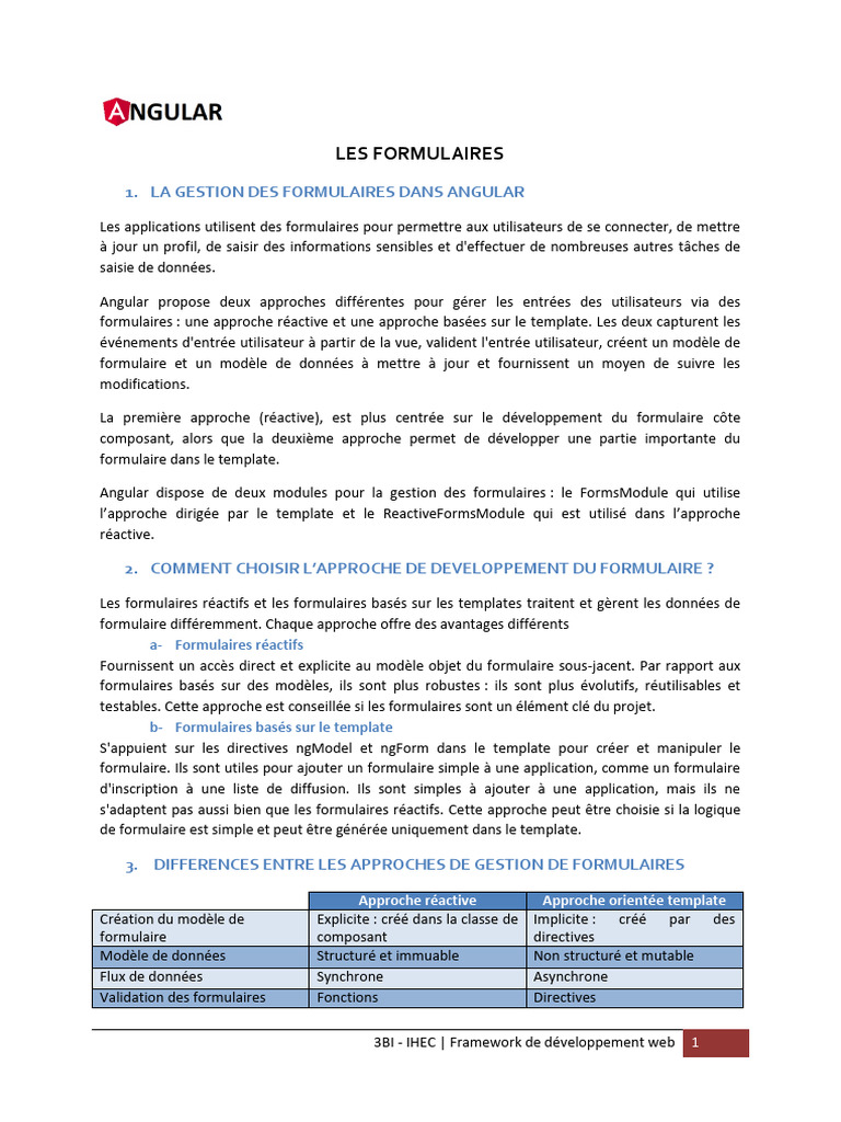 Gestion des formulaires en Angular | PDF | Programmation web | Application