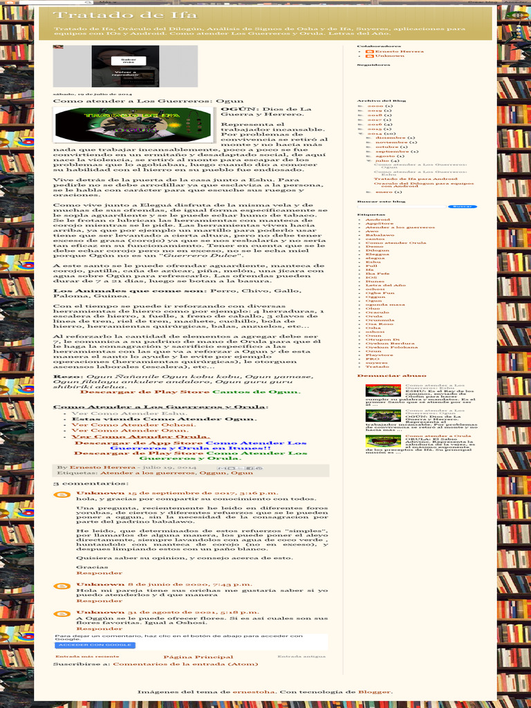 Tratado de Ifa Como Atender A Los Guerreros Ogun | PDF | Religión ...