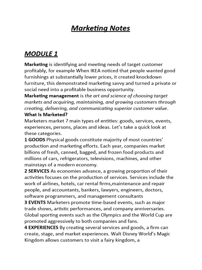 Marketing Notes End Sem | PDF | Marketing | Market Segmentation