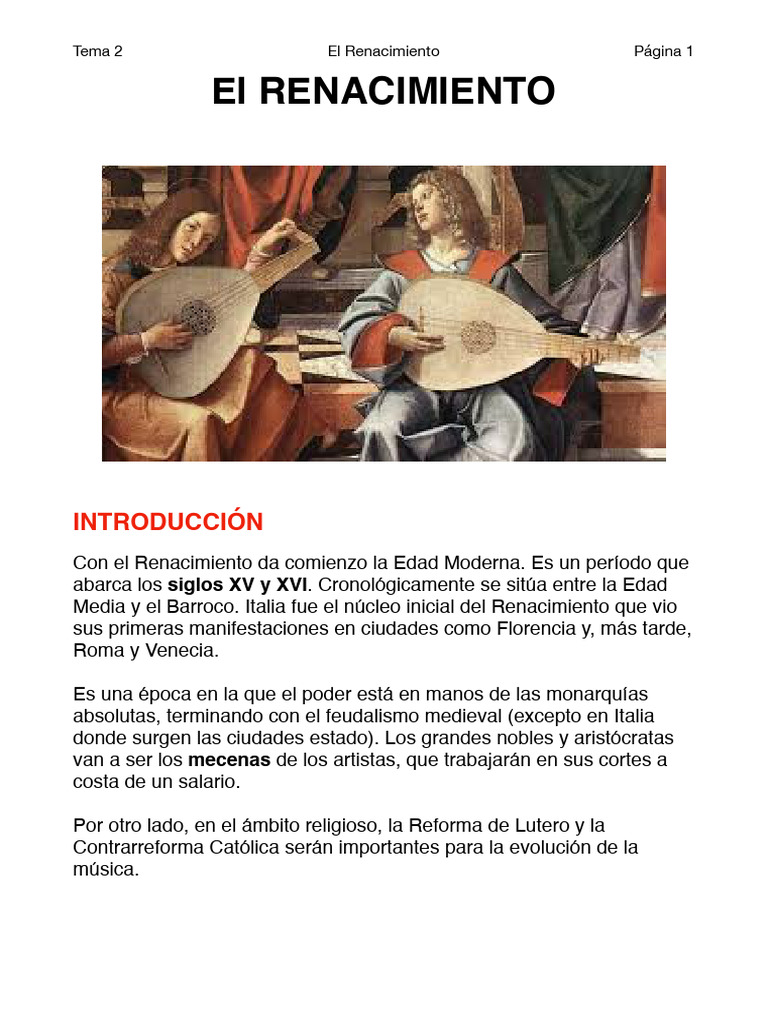 El Renacimiento | PDF | Renacimiento | Instrumentos musicales