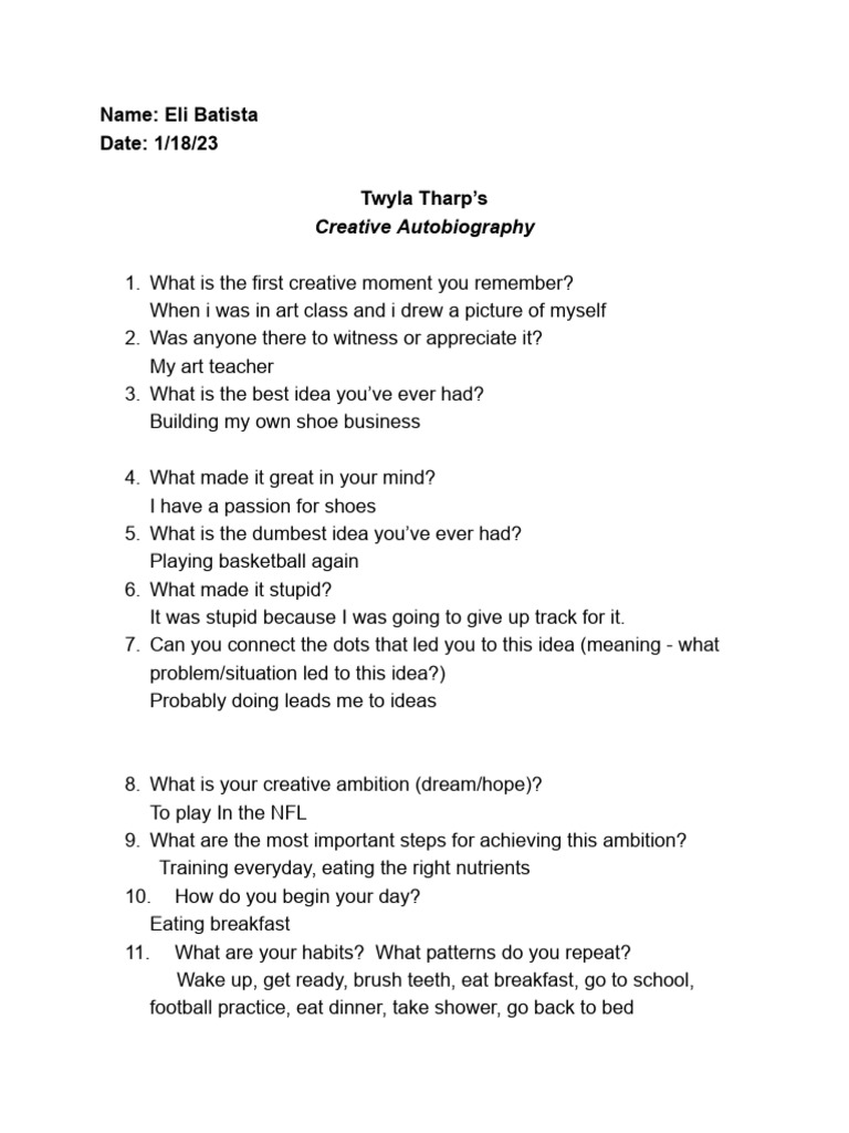 Eli Batista - Creative Autobiography | PDF