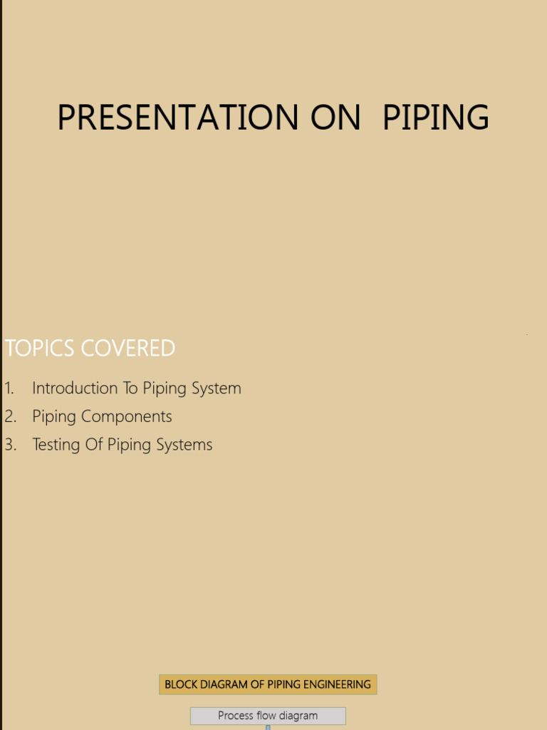 Presentation On Piping | PDF | Pipe (Fluid Conveyance) | Valve