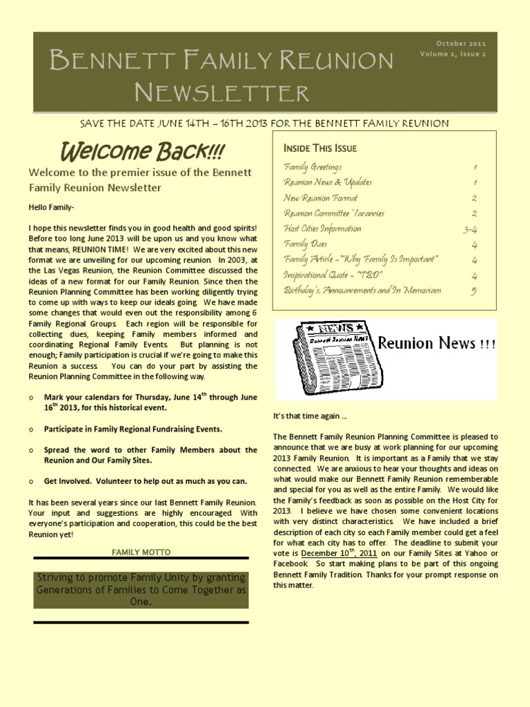 Bennett Newsletter 1 | PDF | Baton Rouge | Tulsa